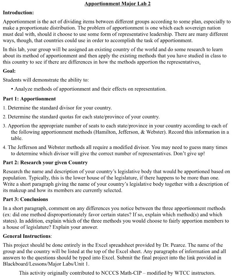 apportionment majorlab2 introduction apportionment is thc act of ...