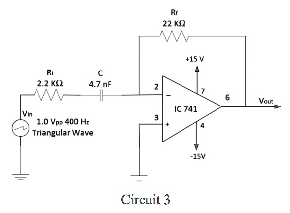SOLVED: Please simulate on LTspice using a triangle wave. Rf = 22 kÎ ...