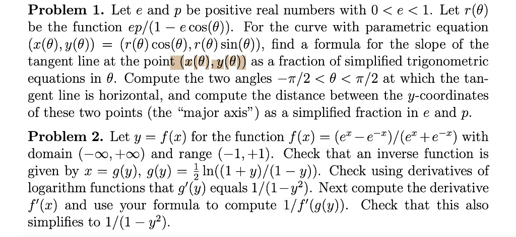 Solved Problem 1 Let E And P Be Positive Real Numbers With 0