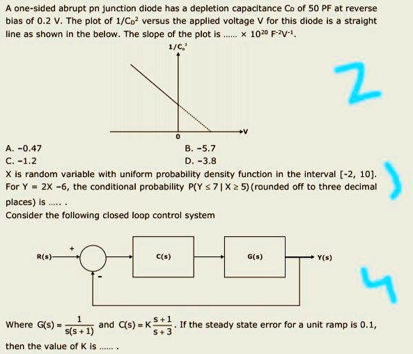 a one sided abrupt pn junction diode has a depletion capacitance co of ...