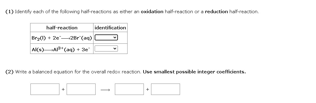 Solved 1 Identify Each Of The Following Half Reactions As Either An