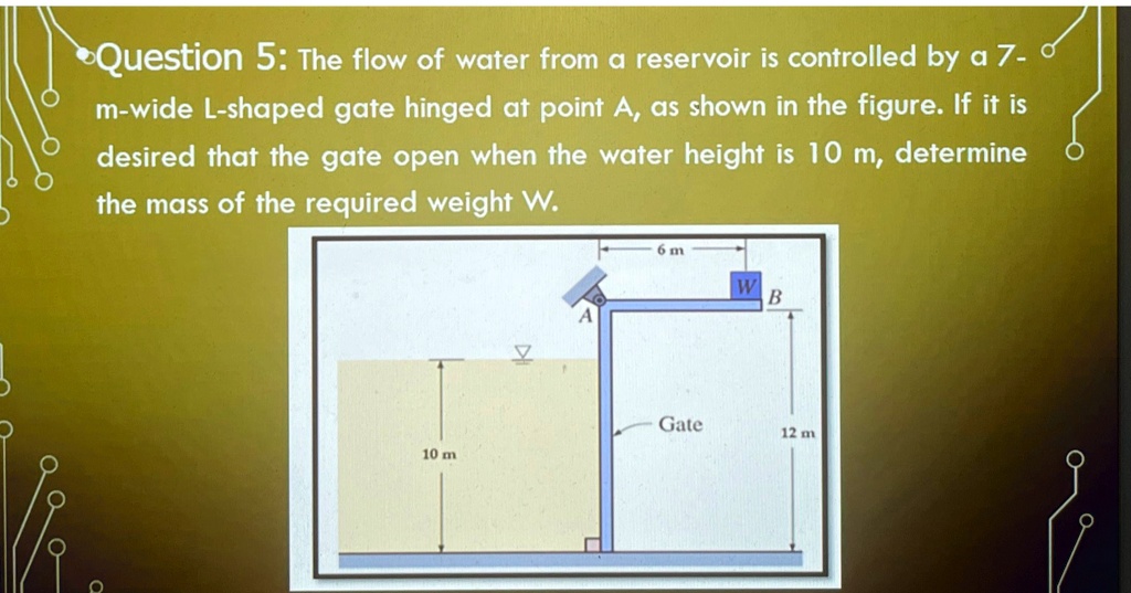 SOLVED: Question 5: The flow of water from a reservoir is controlled by ...
