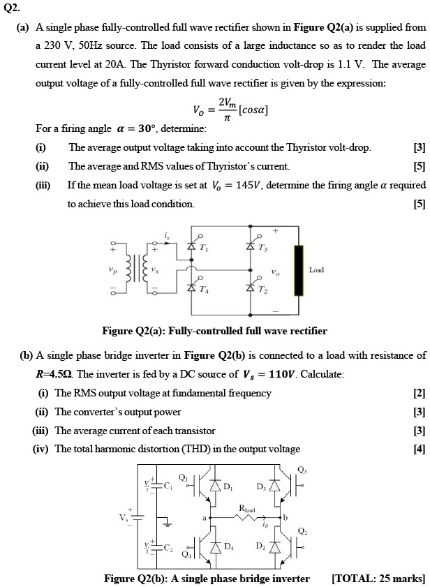 texts q2 a a single phase fully controlled full wave rectifier shown in figure q2a is supplied ...