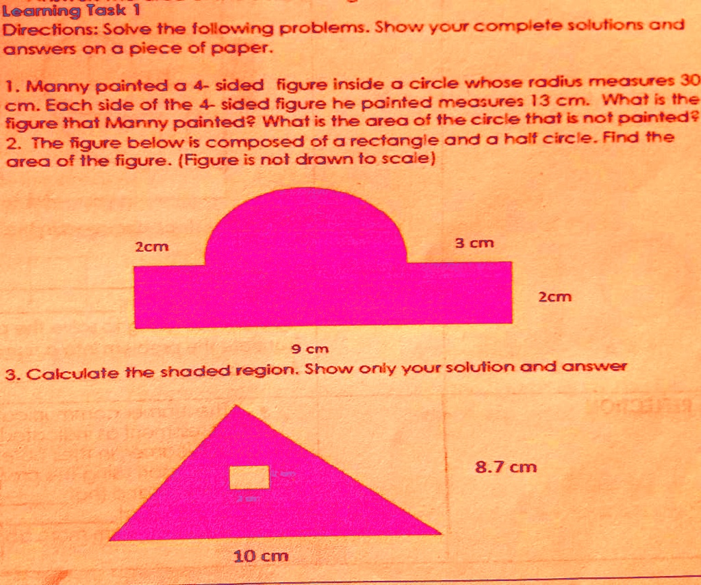 SOLVED:'1. Manny painted a 4-sided figure inside o circle whose radius ...