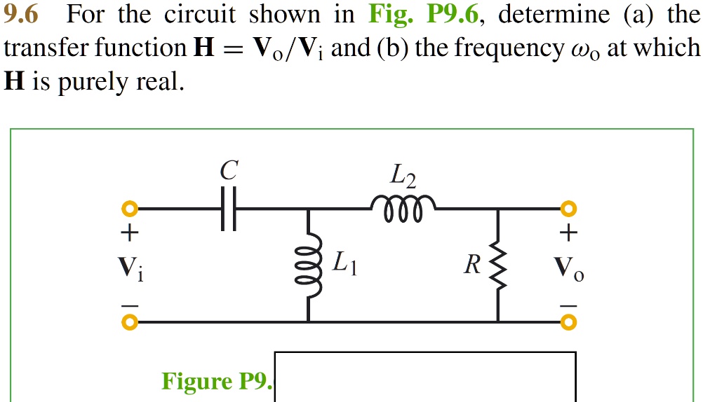 96 For The Circuit Shown In Fig P96 Determine A The Transfer Function H Vov And B 