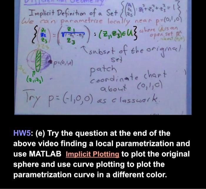 Solved Texts Find A Local Parametrization And Use Matlab Implicit Plotting To Plot The