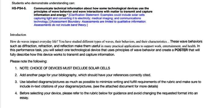 SOLVED: Students who demonstrate understanding can: HS-PS4-5 ...