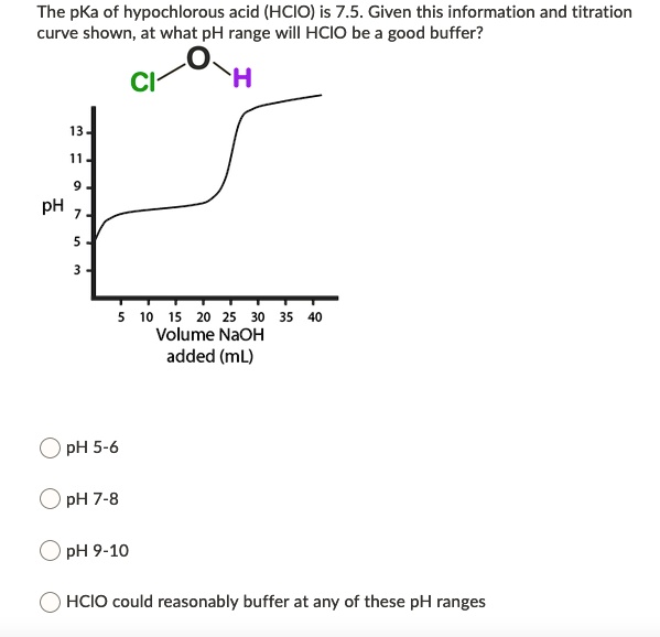 the pka of hypochlorous acid hcio is 75 given this information and ...