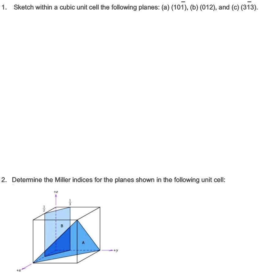 1. Sketch within a cubic unit cell the following planes: (a) (101), (b ...