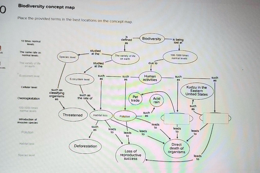 0 Biodiversity concept map Place the provided terms in the best ...