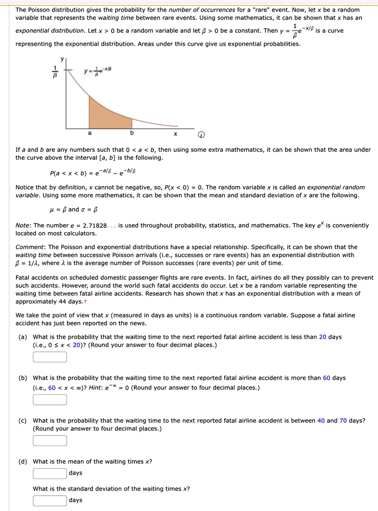 SOLVED: The Poisson distribution gives the probability for the number of occurrences for a "rare ...