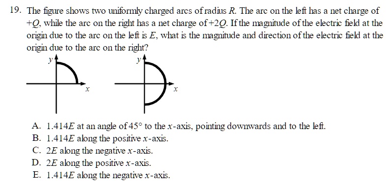 SOLVED: The figure shows two uniformly charged arcs of radius R. The ...