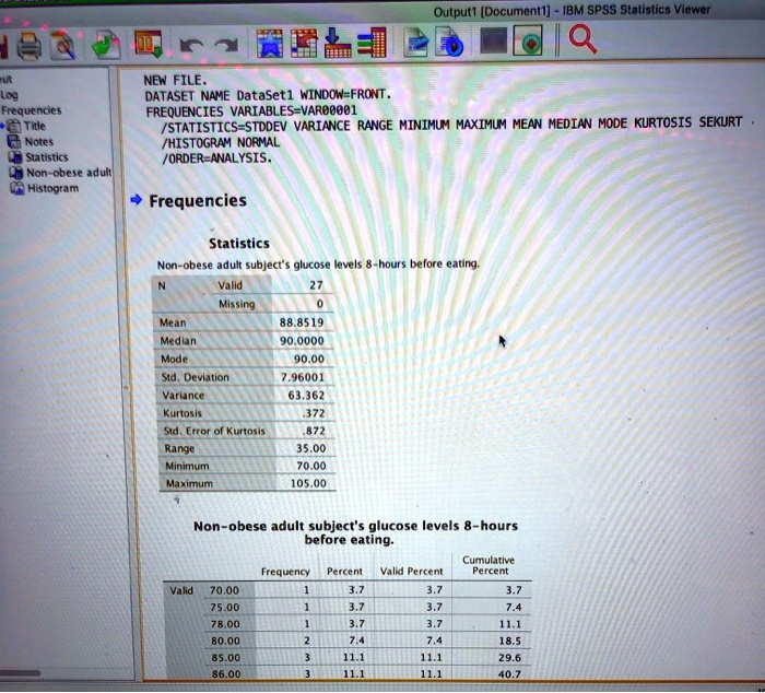 SOLVED: Output (Document): IBM SPSS Statistics Viewer NEW FILE DATASET NAME: DataSet1 WINDOW ...