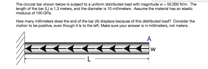 SOLVED: The circular bar shown below is subject to a uniform ...