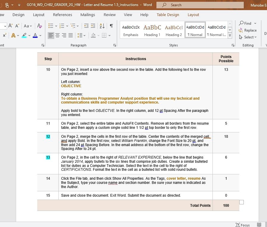 SOLVED:GO16_WD_CHOZ_GRADER_2G_HW Letter and Resume 1.5_Instructions ...