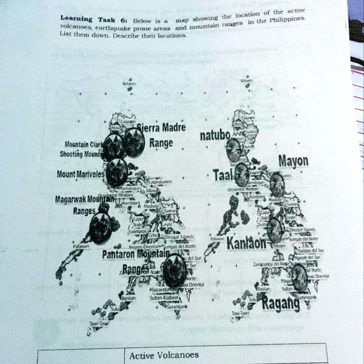 Learning Task 6: Below is a map showing the location of the active ...