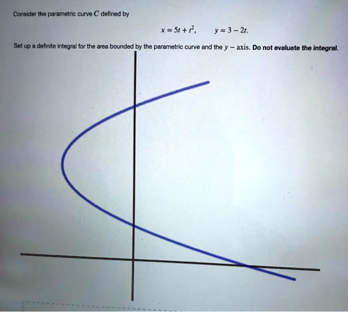 SOLVED: Consider the parametric curve C defined by x =5t+2, Y =3 -2t. Set up definite integral ...
