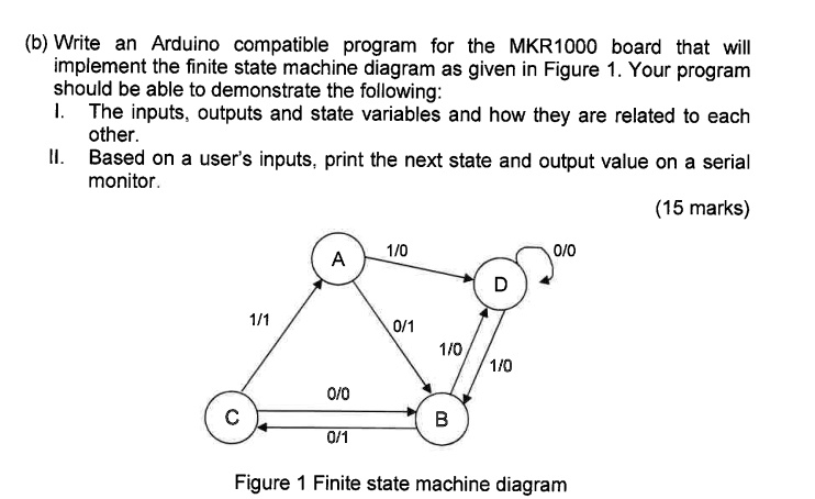 Solved B Write An Arduino Compatible Program For The Mkr1000 Board That Will Implement The 