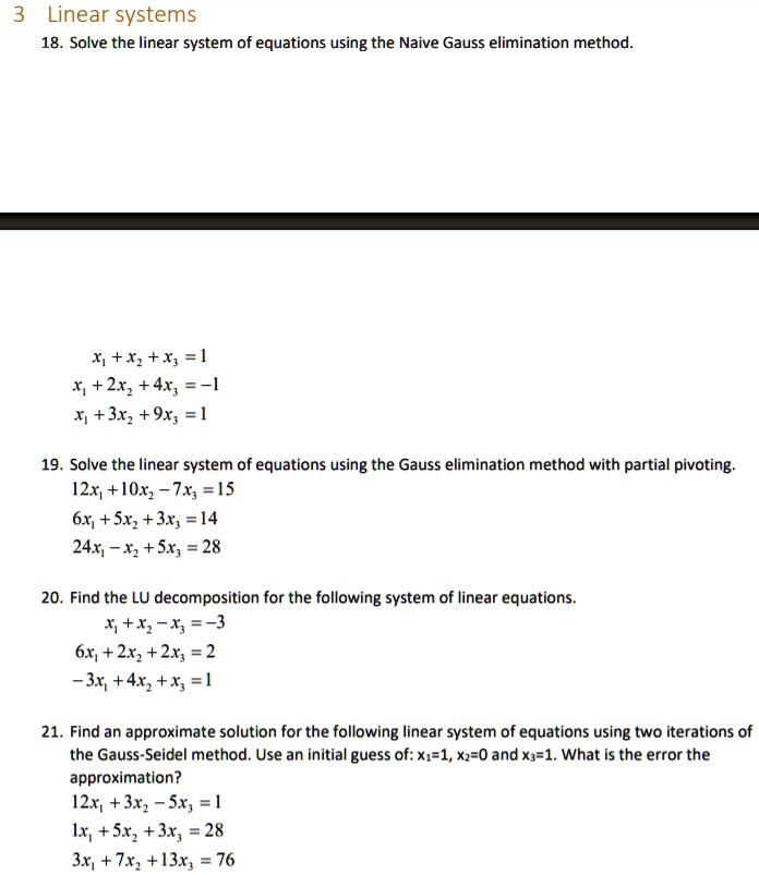 linear systems 18 solve the linear system of equations using the naive ...