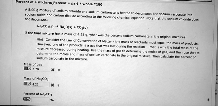 percent of mixture percent part whole 100 500 mixturc of sodium ...