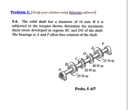 SOLVED: Problem 2: (Verify your solution using MDsolids software) 5-6 ...