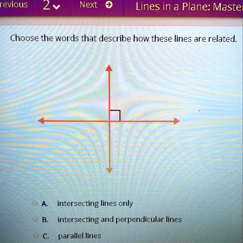 choose the words that describe how these lines are related ...