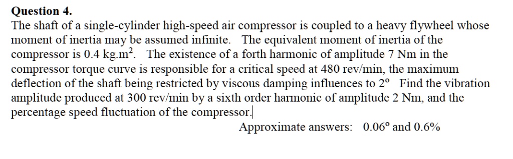 SOLVED: Question 4: The shaft of a single-cylinder high-speed air ...