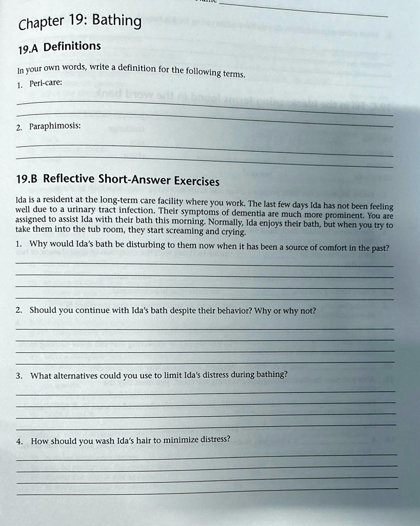 chapter 19 bathing 19a definitions in your own words write a definition ...