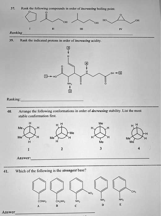 SOLVED: Rank the following compounds in order of increasing boiling point. Ranking: Rank the ...
