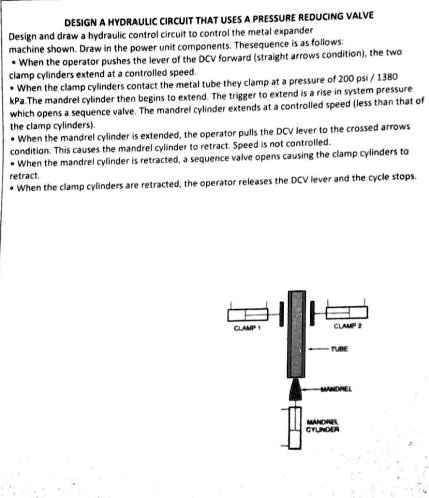 DESIGN A HYDRAULIC CIRCUIT THAT USES A PRESSURE REDUCING VALVE Design ...