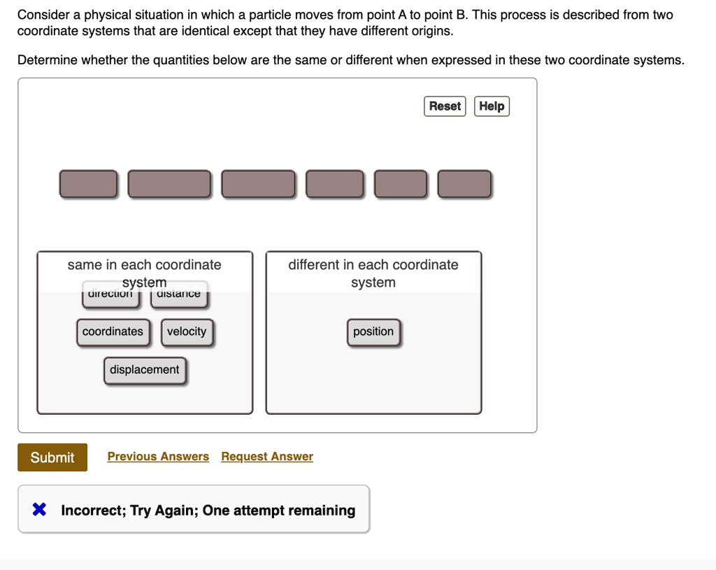 Consider a physical situation in which a particle moves from point A to point B. This process is ...