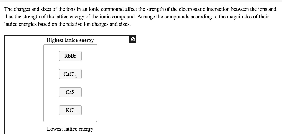 SOLVED: The charges and sizes of the ions in an ionic compound affect ...