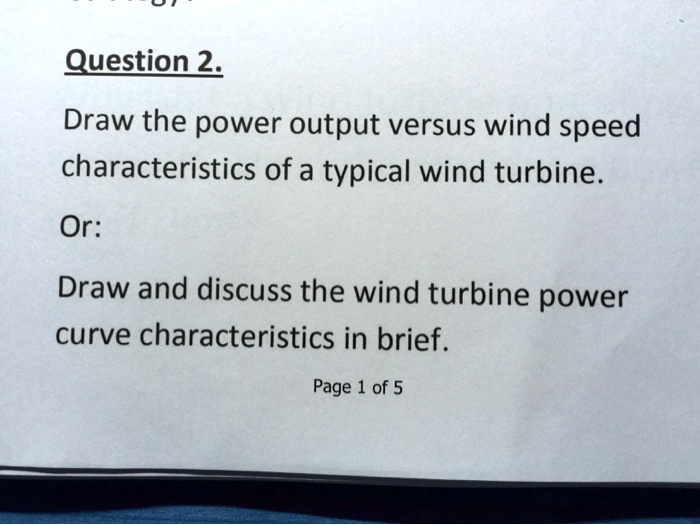 SOLVED: Question 2. Draw the power output versus wind speed ...