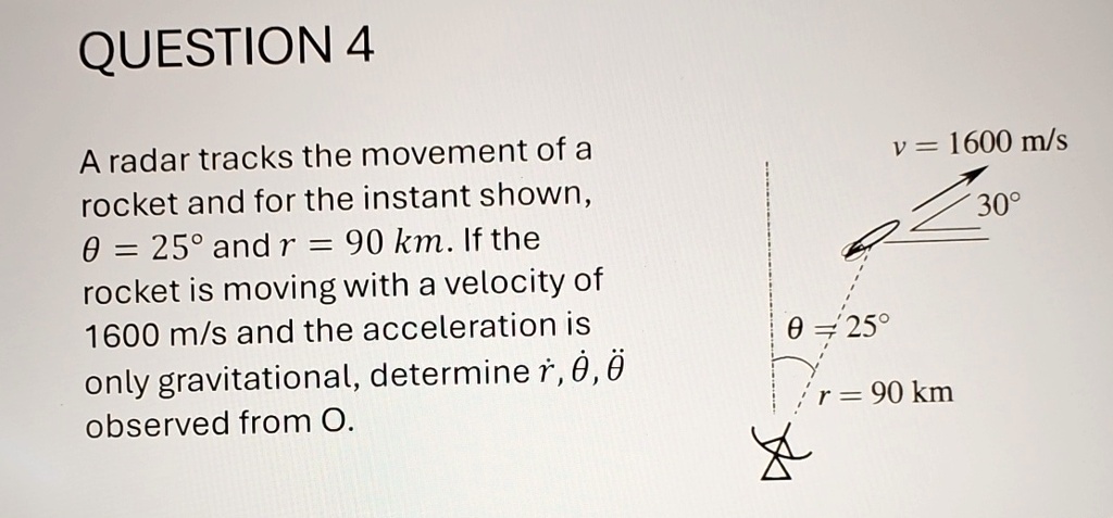 question 4 a radar tracks the movement of a rocket and for the instant ...