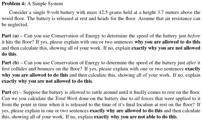 problem 4 simple system consider single 9 volt battery with mass 425 ...
