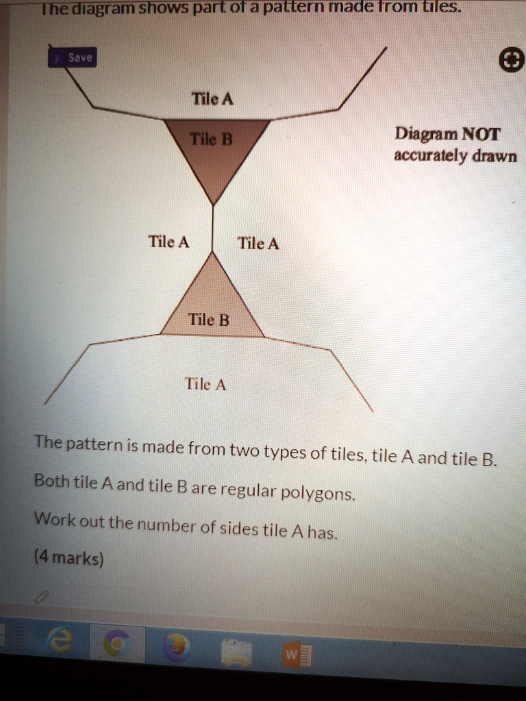 The diagram shows part of a pattern made from tiles. Tile...