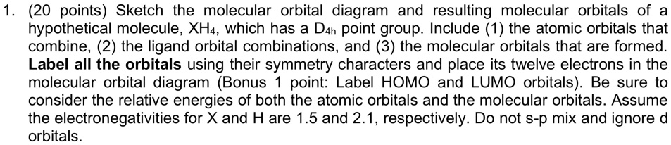 SOLVED: Sketch the molecular orbital diagram and resulting molecular ...