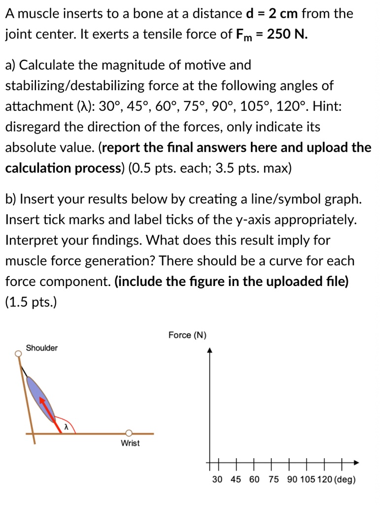 muscle inserts to a bone at a distance d 2 cm from the joint center it ...