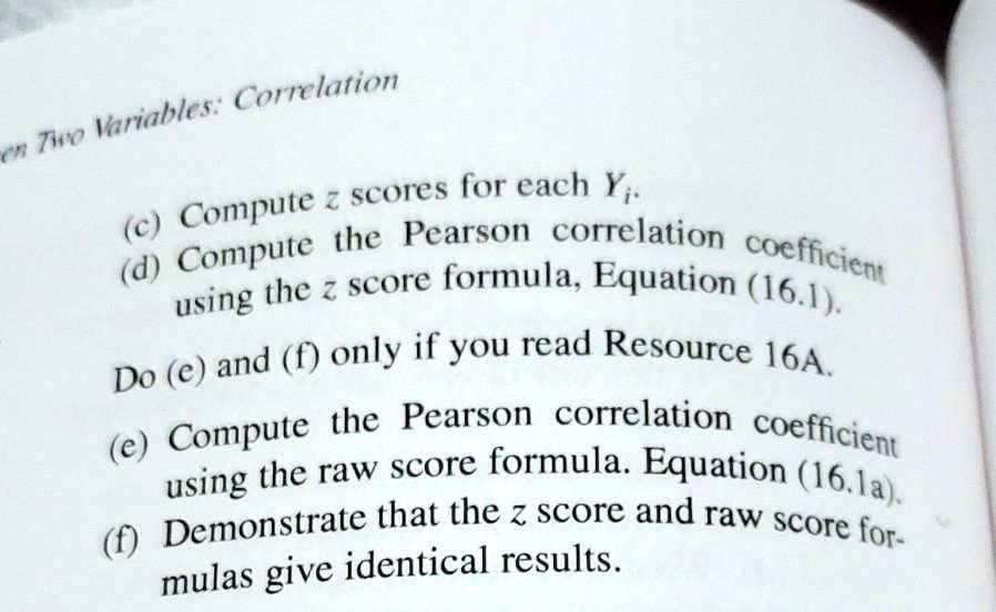 cornlation varables 7u 2 scores for each yi compute the pearson ...
