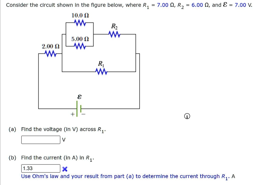 SOLVED: Consider the circuit shown in the figure below, where R1 7.00 Q ...
