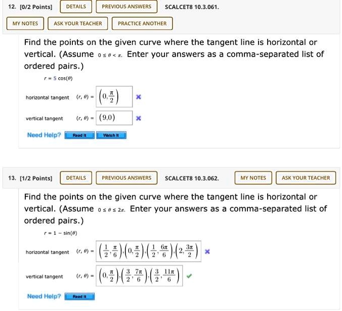 SOLVED: Find the points on the given curve where the tangent line is horizontal or vertical ...