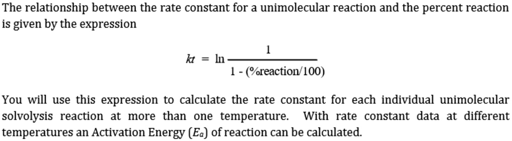 SOLVED: The relationship between the rate constant for a unimolecular reaction and the percent ...