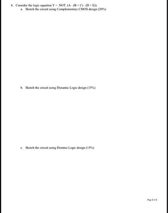 4consider the logic equation y not a b c d e a sketch the circuit using ...