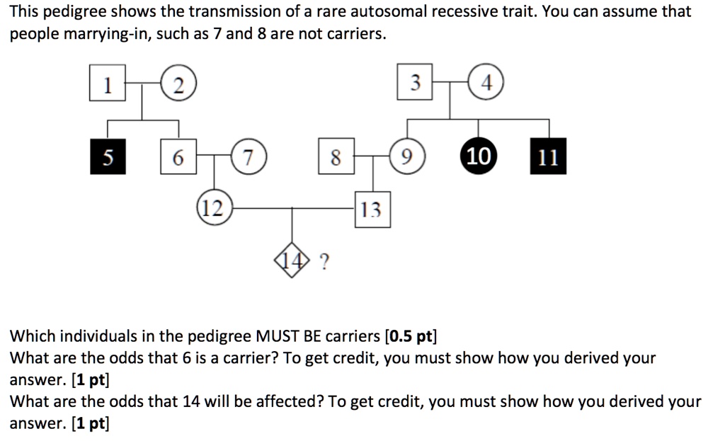 This pedigree shows the transmission of a rare autosomal...