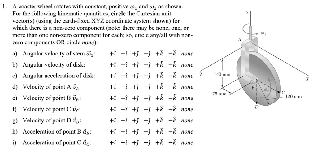 SOLVED: A coaster wheel rotates with constant, positive Ï‰ as shown ...