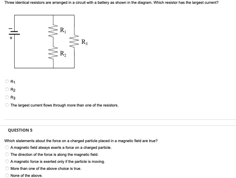 Three identical resistors are arranged in a circuit with a battery as ...
