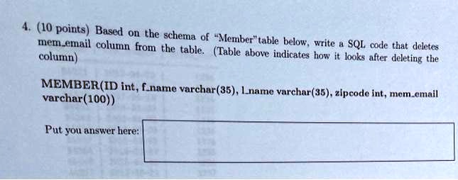 SOLVED: (10 points) Based on the schema of Member" = ICmemail column ...