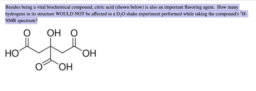 SOLVED: Besides being a vital biochemical compound, citric acid (shown ...
