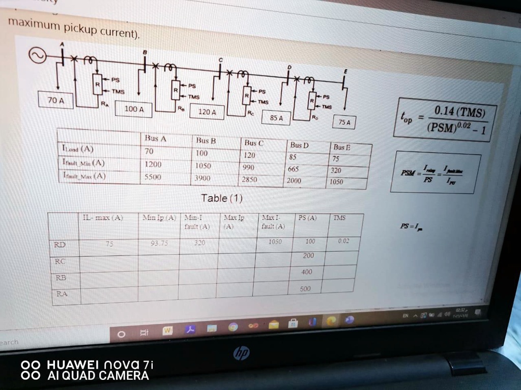 SOLVED: For the radial 5-bus power system shown below, design a complete OC protection using ...