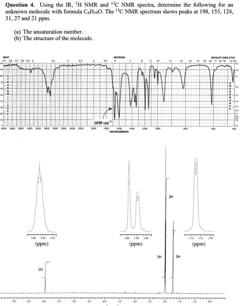 question 4 using the ir ih nmr and ic nmr spectra determine the ...